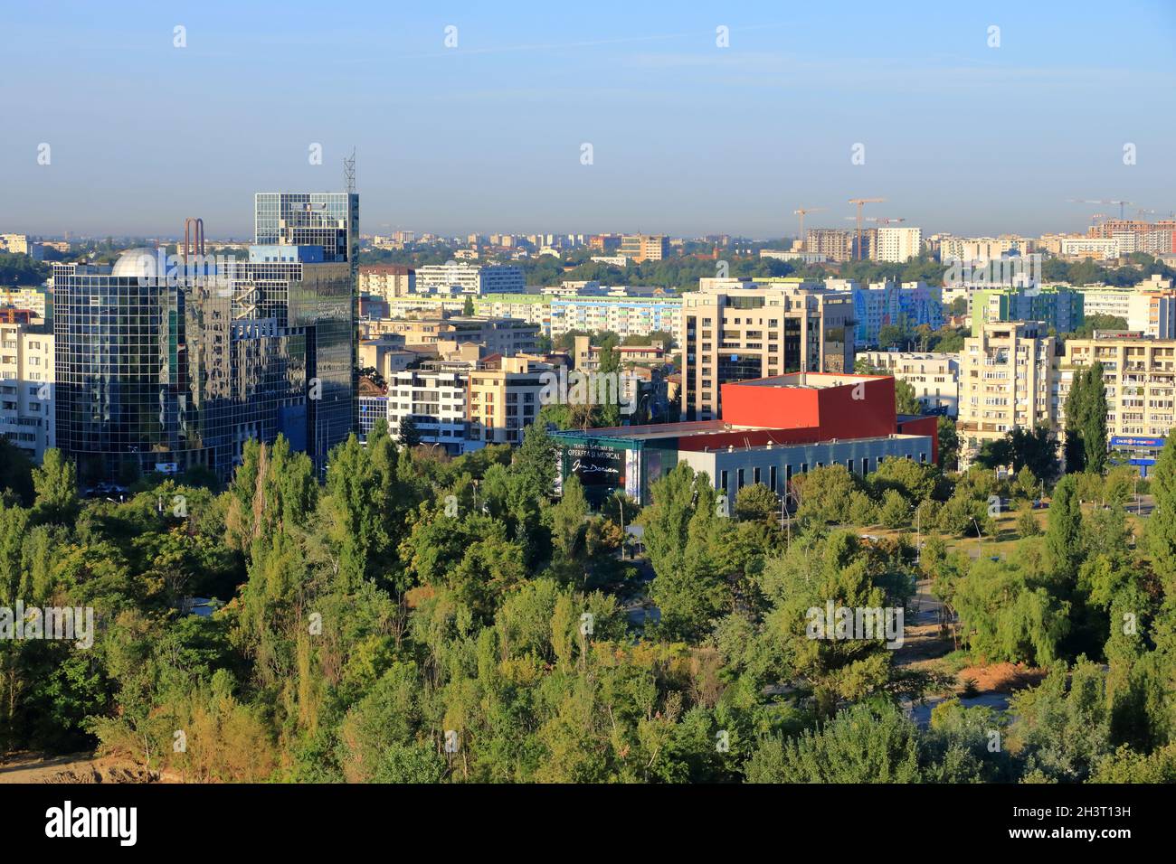 Bucharest Aerial View in the morning light Stock Photo - Alamy