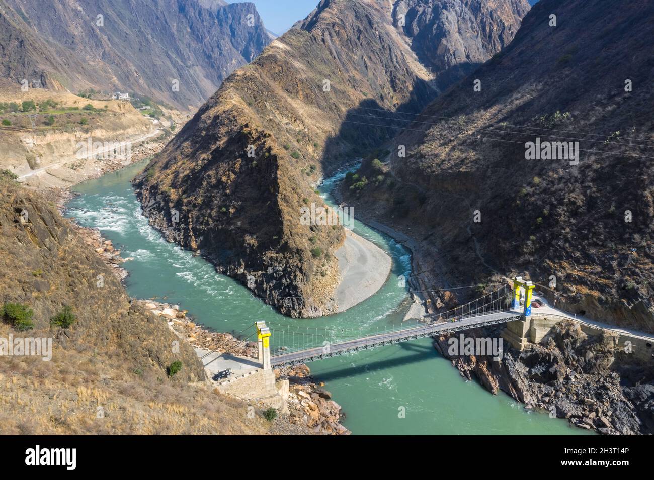 Aerial view of the bridge on Nujiang river Stock Photo - Alamy