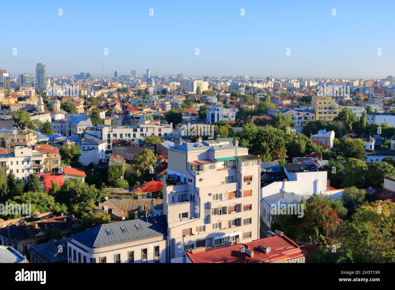 Bucharest Aerial View in the morning light Stock Photo - Alamy