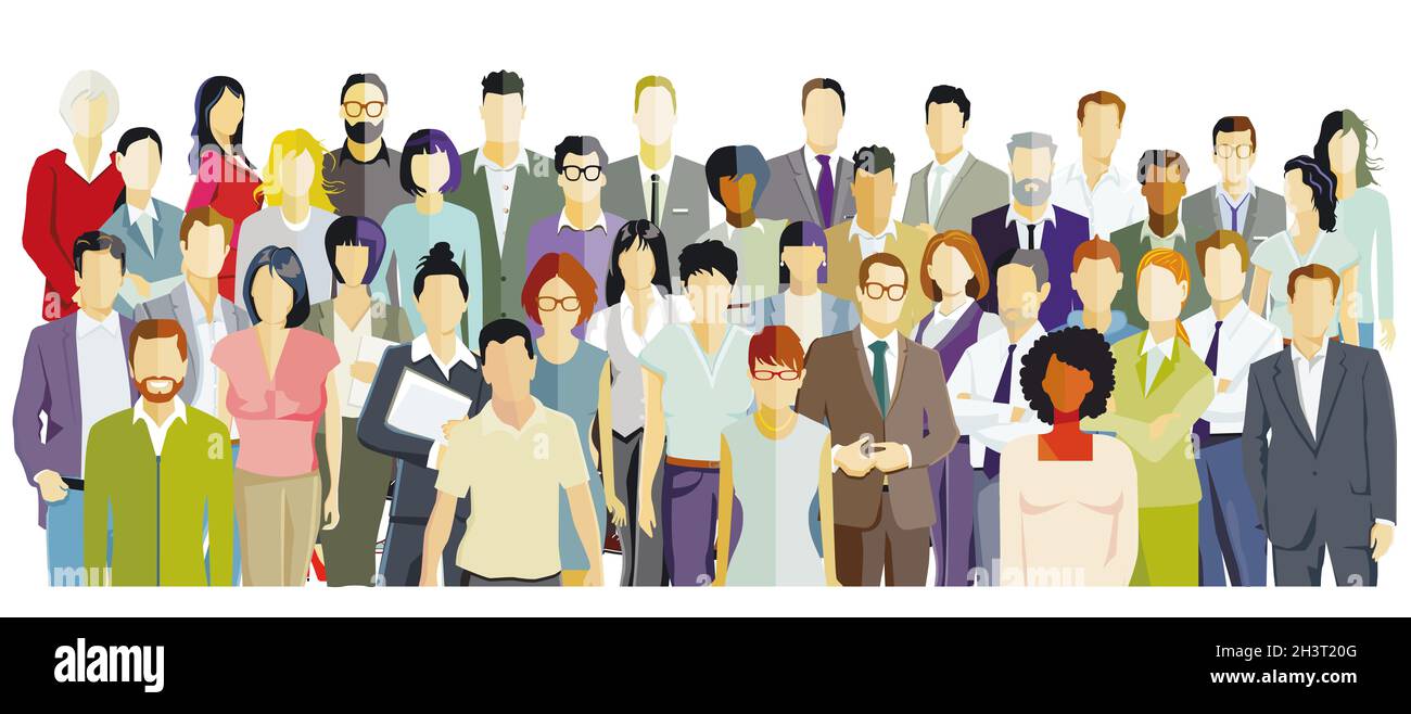 Large group of people on white background Stock Photo - Alamy