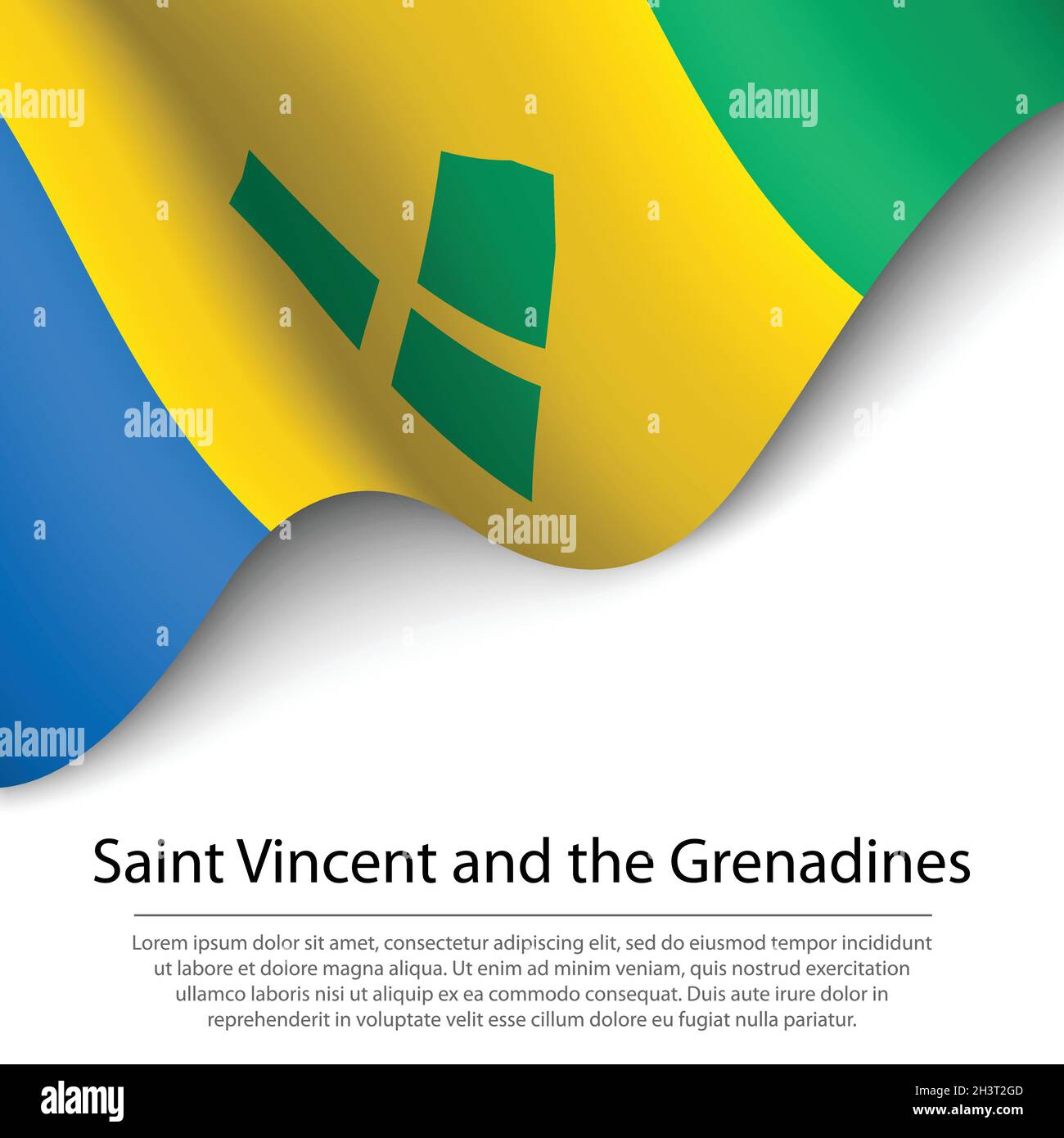 Waving flag of Saint Vincent and the Grenadines on white background ...