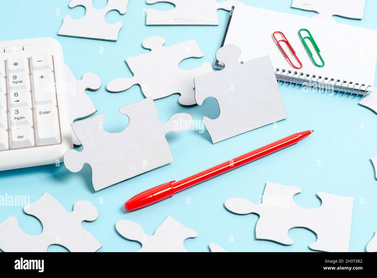 Close-Up White Jigsaw Pattern Puzzle Pieces To Be Connected With ...