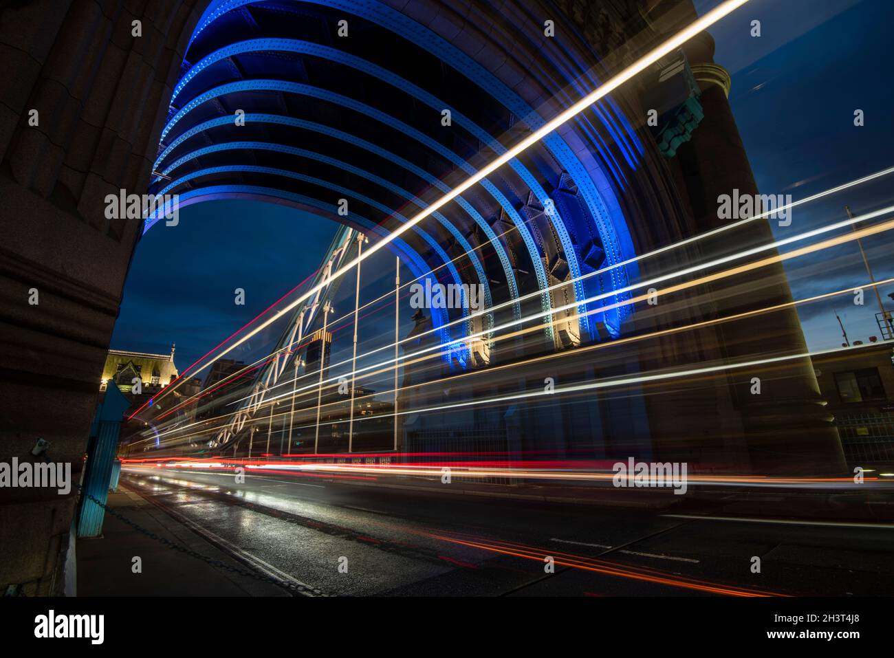 Traffic Light Trails on Tower Bridge, London England UK Stock Photo - Alamy