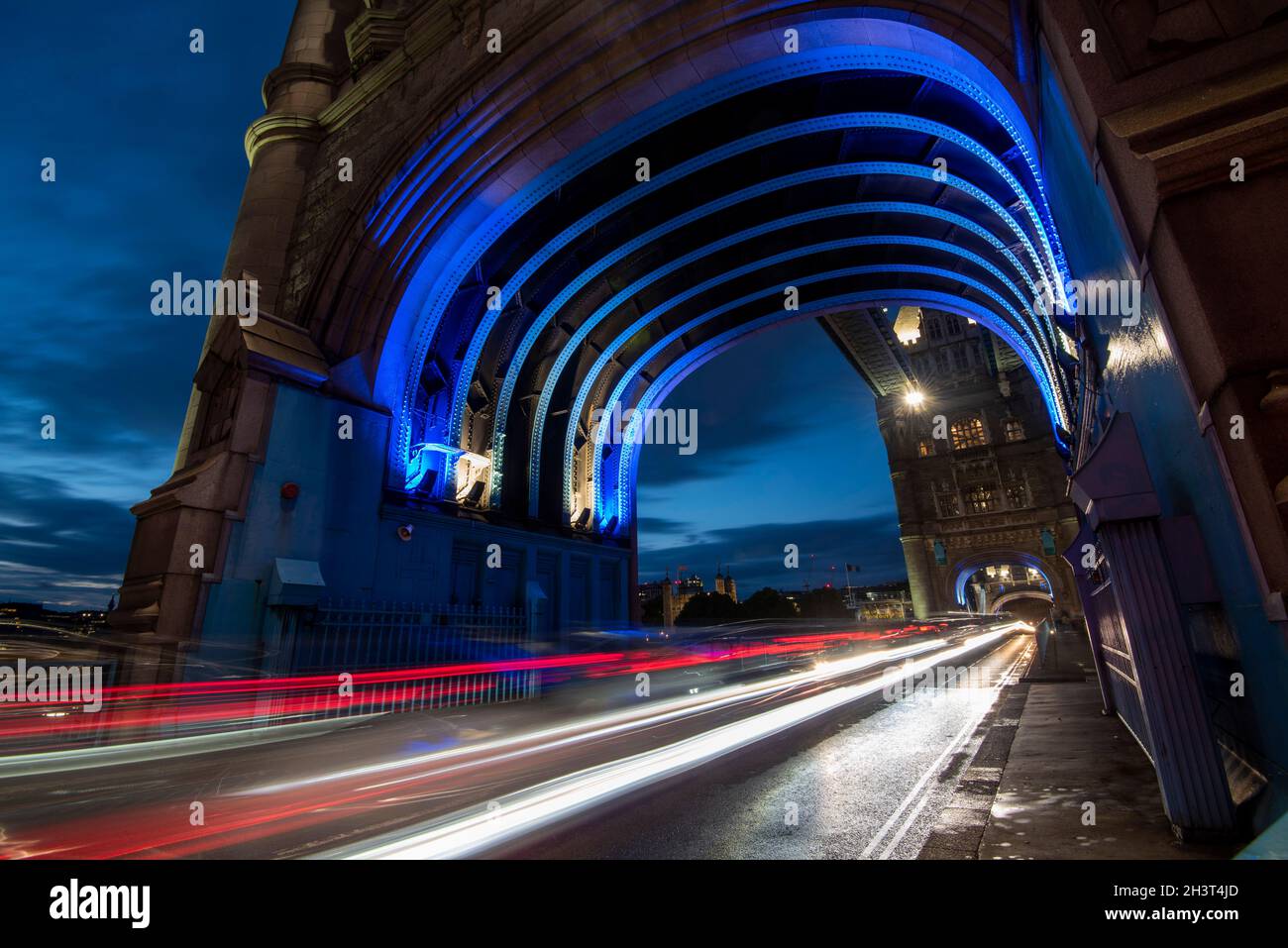 Traffic Light Trails on Tower Bridge, London England UK Stock Photo - Alamy