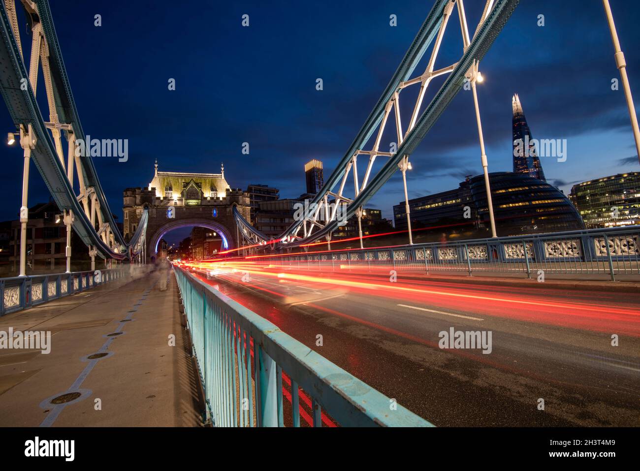 Traffic Light Trails on Tower Bridge, London England UK Stock Photo - Alamy