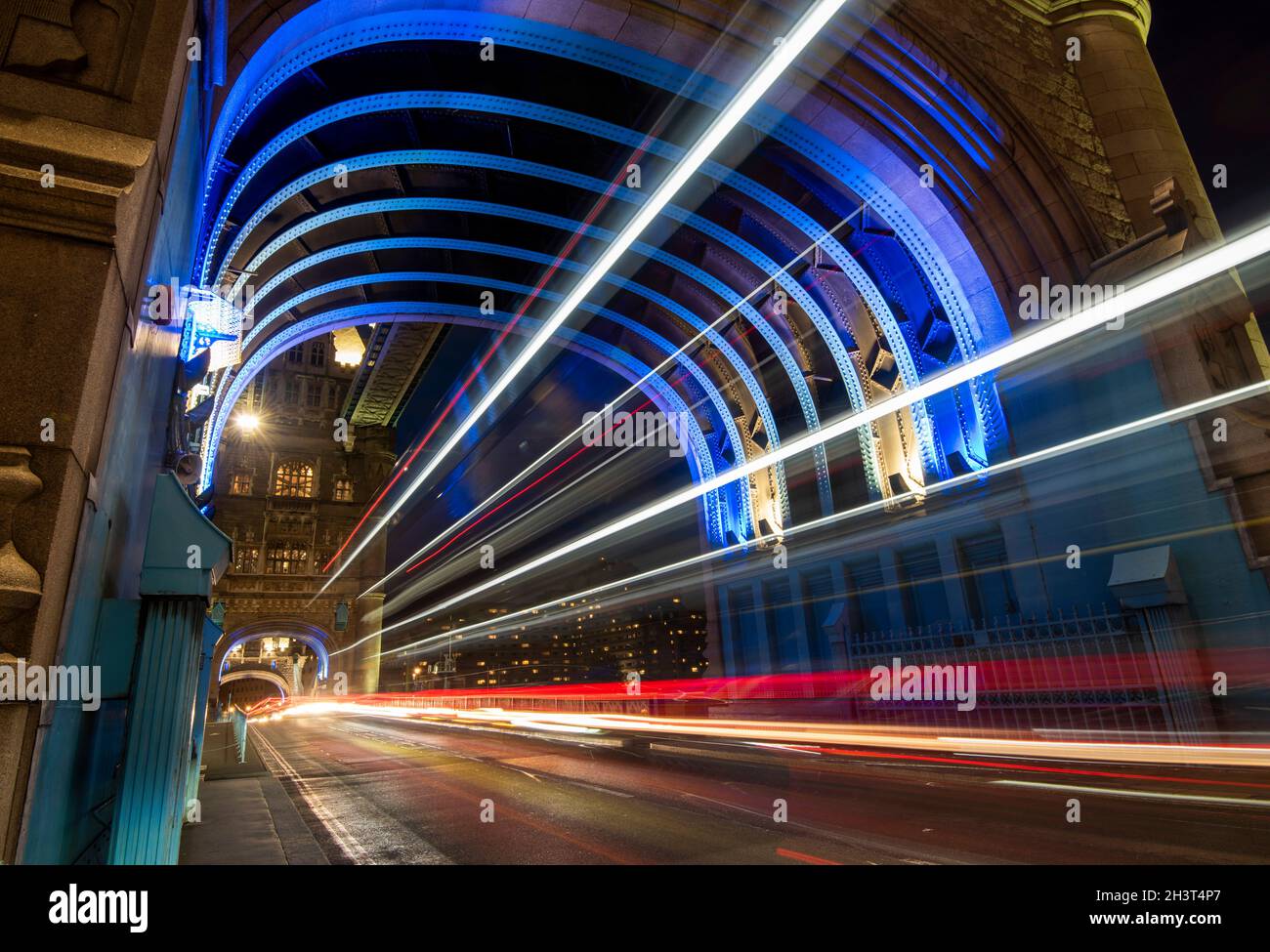 Traffic Light Trails on Tower Bridge, London England UK Stock Photo - Alamy
