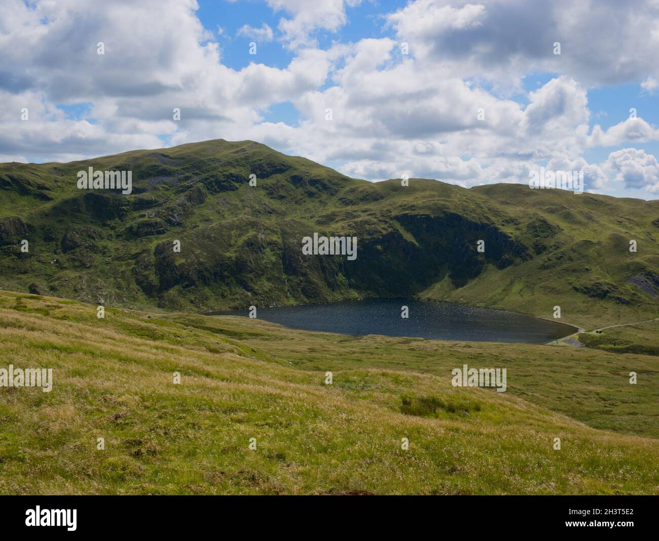 View across Llyn Llygad Rheidol to the summit of Pumlumon/Plynlimon ...