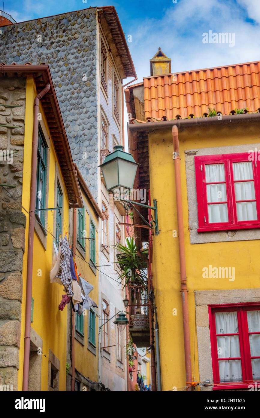 Porto, Portugal old town narrow street view Stock Photo - Alamy