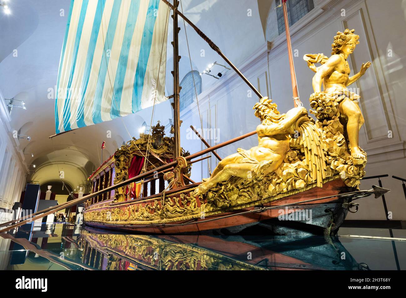 The Bucentaur (Bucintoro). Antique Royal ship of Savoia family. Venaria ...