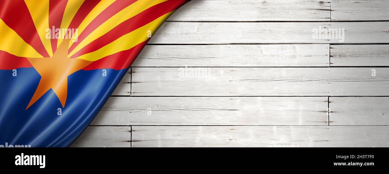 Arizona flag on white wood wall banner, USA Stock Photo - Alamy