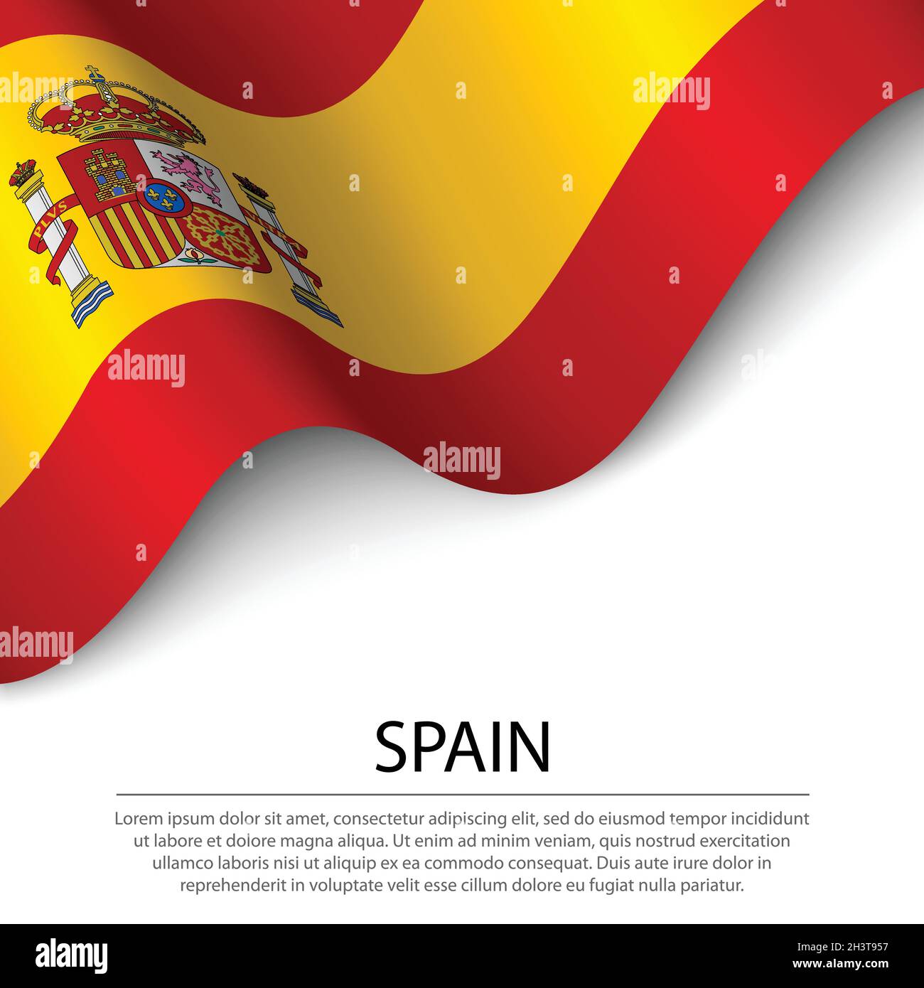 Waving flag of Spain on white background. Banner or ribbon vector ...