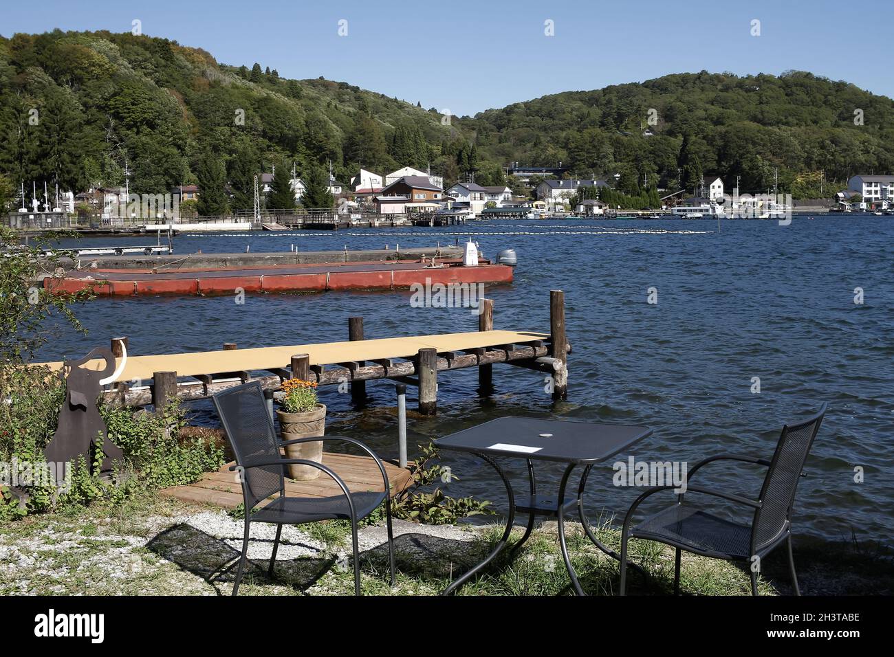 nojiri, nagano, japan, 2021-20-10 , Nojiri lake in Nagano, Japan Stock ...