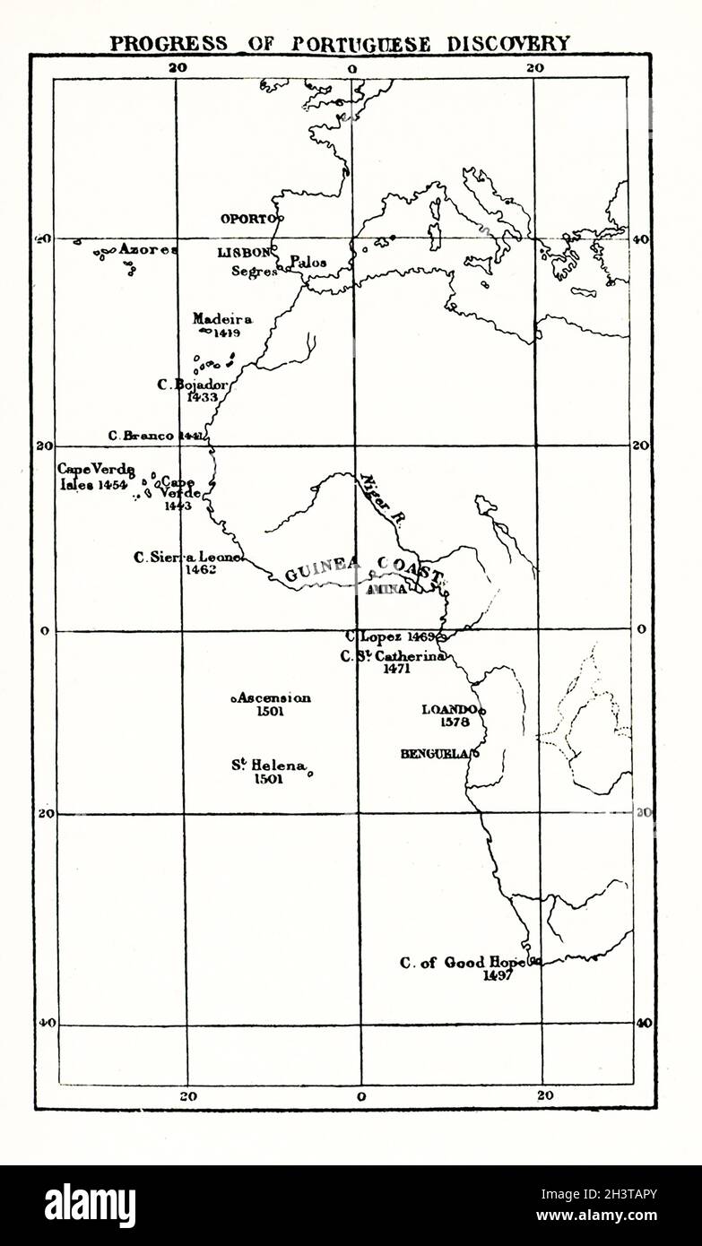 This map shows the progress of Portuguese discovery during the age of ...