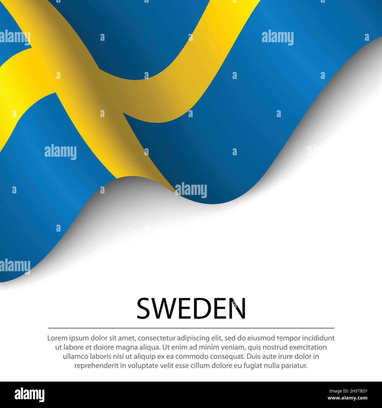 Waving flag of Sweden on white background. Banner or ribbon vector ...