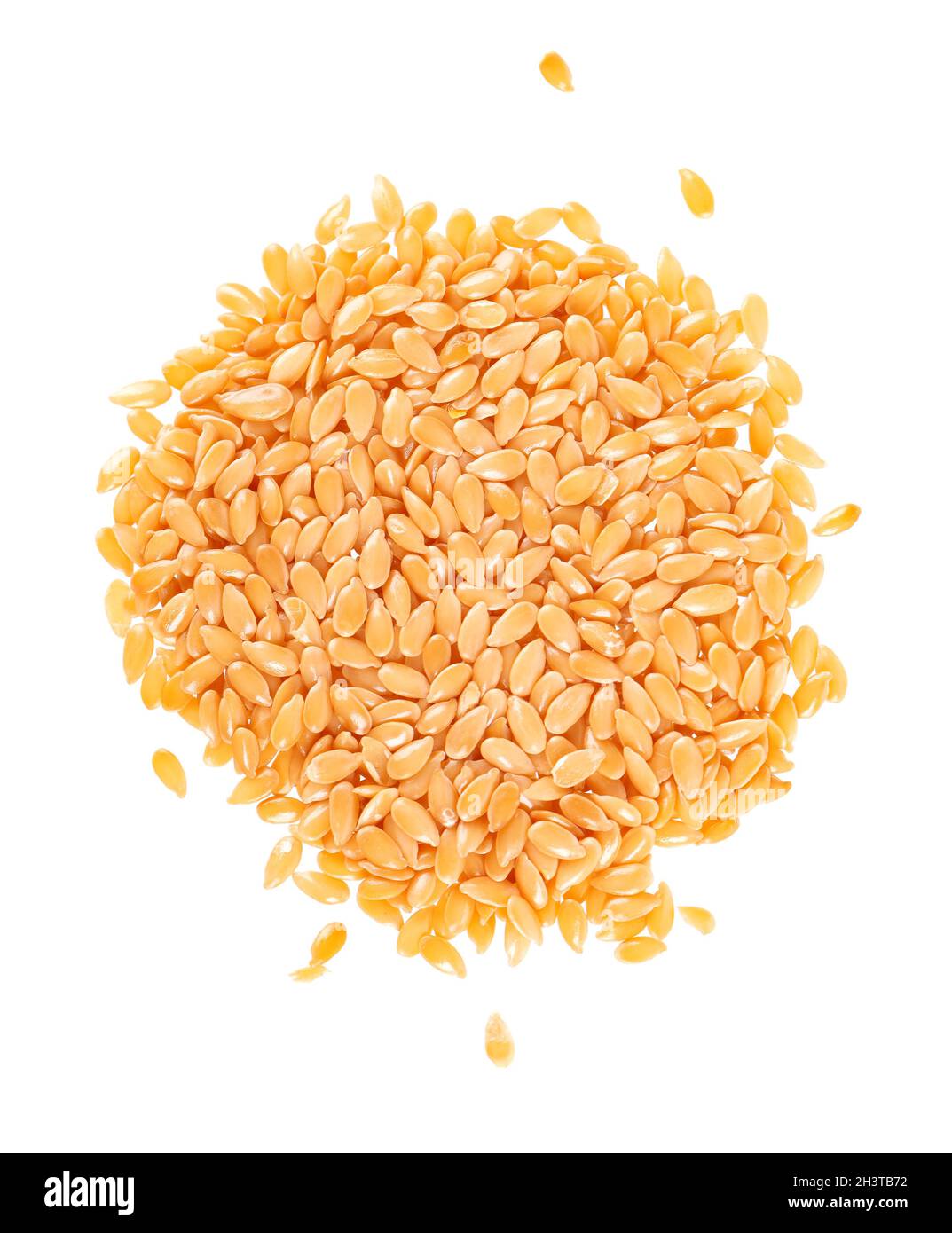 Golden flax seeds isolated on white background. Heap of dry flaxseed or linseed. Top view Stock ...