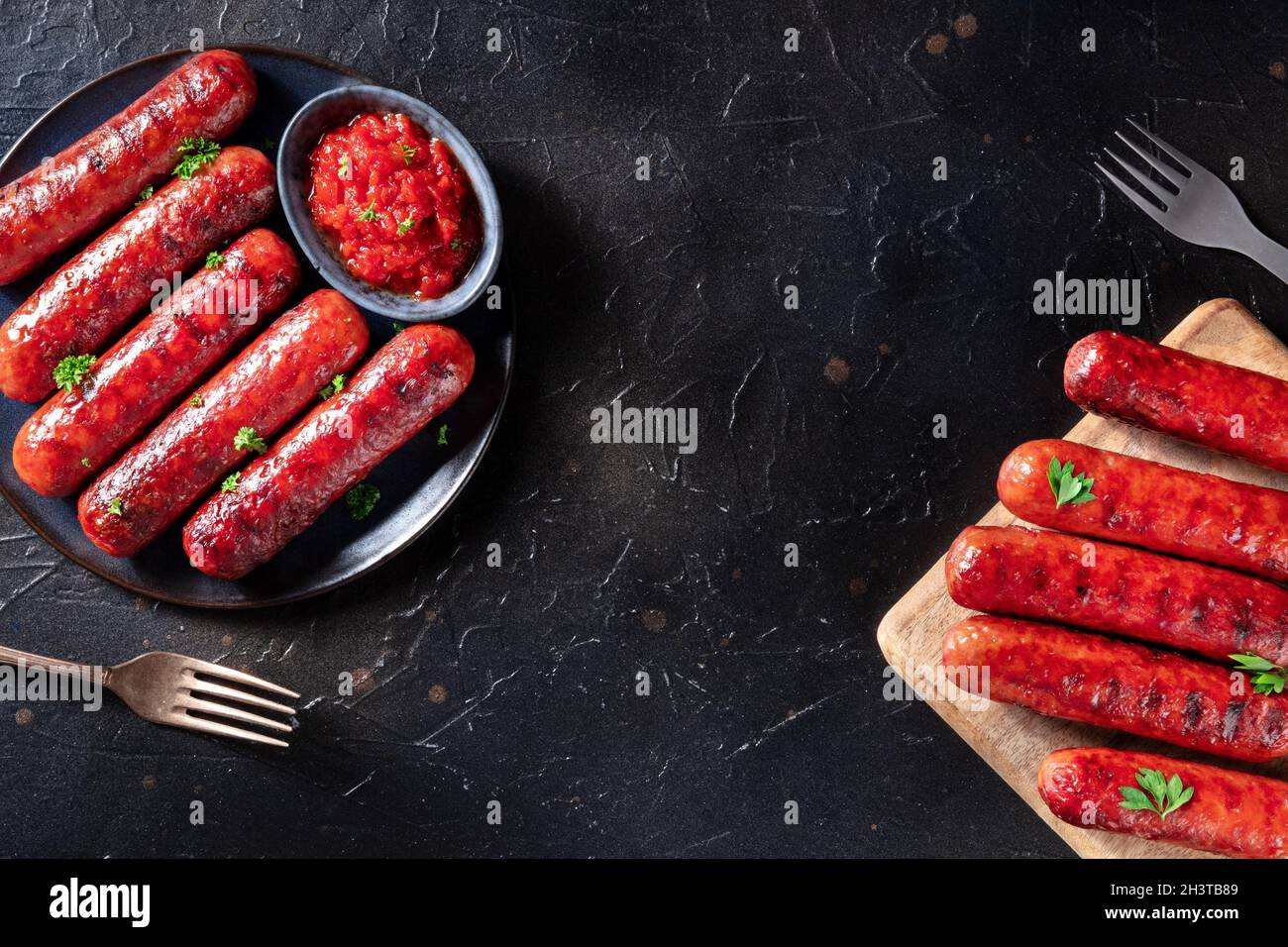 Banner with sausages hi-res stock photography and images - Alamy