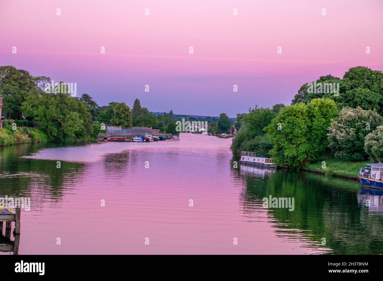 River thames landscape view of thames ditton from Moelsey Stock Photo ...