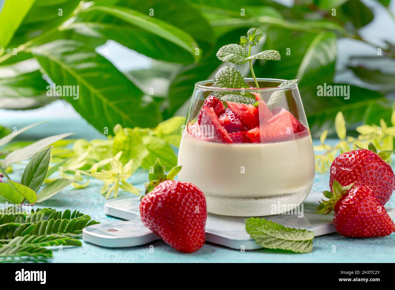 Matcha green tea panna cotta Stock Photo - Alamy
