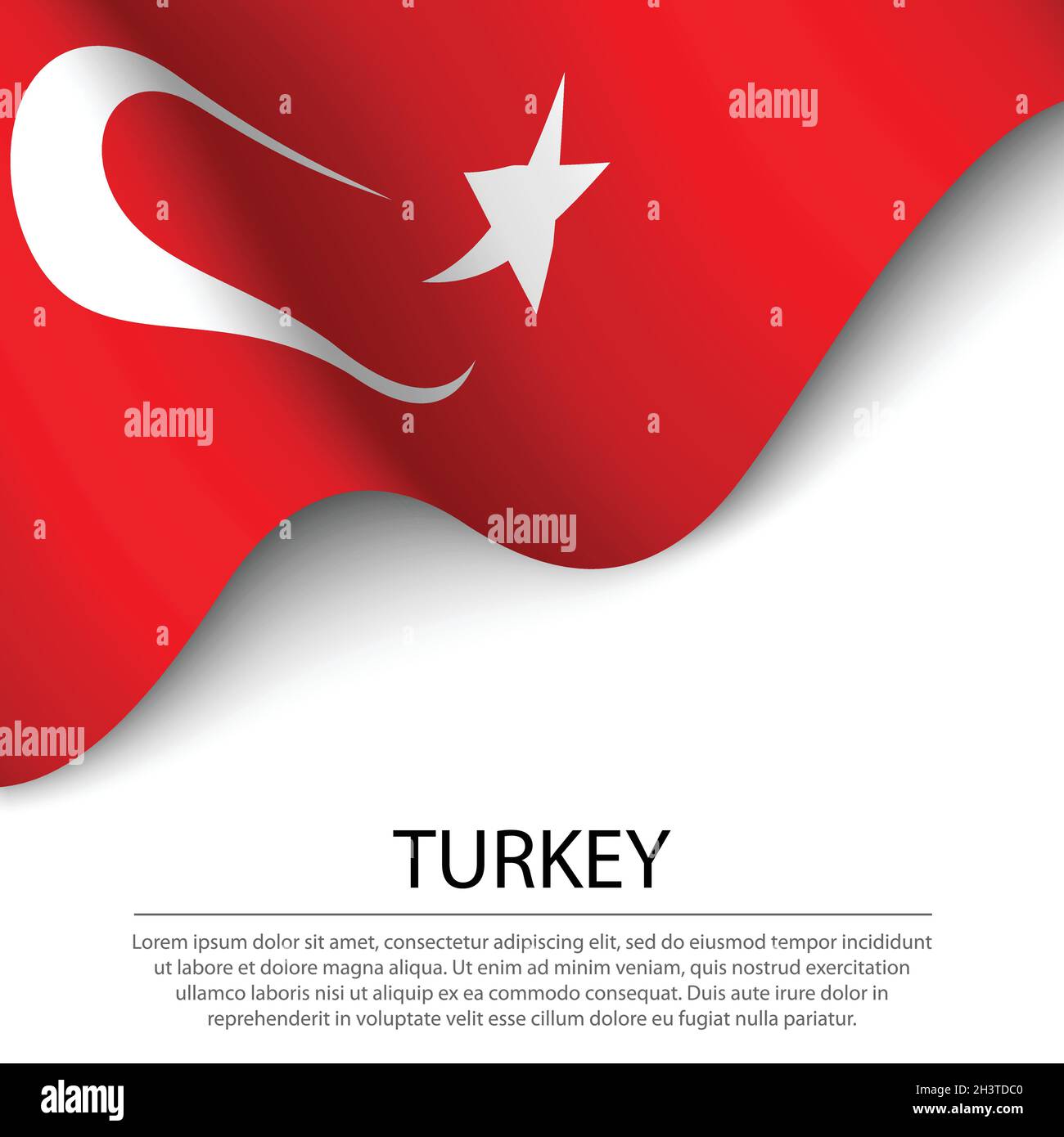 Waving flag of Turkey on white background. Banner or ribbon vector ...