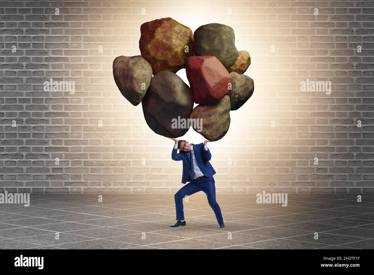 Businessman lifting rock hi-res stock photography and images - Alamy