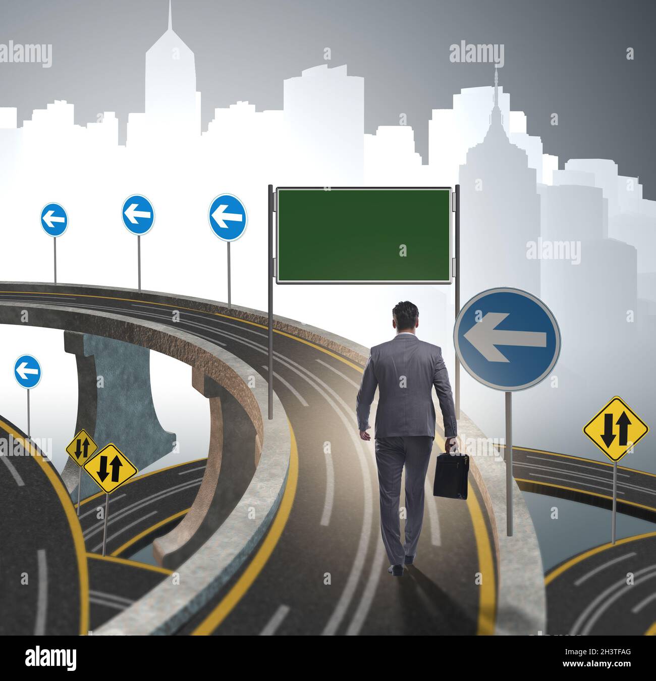 Businessman facing many different roads Stock Photo - Alamy