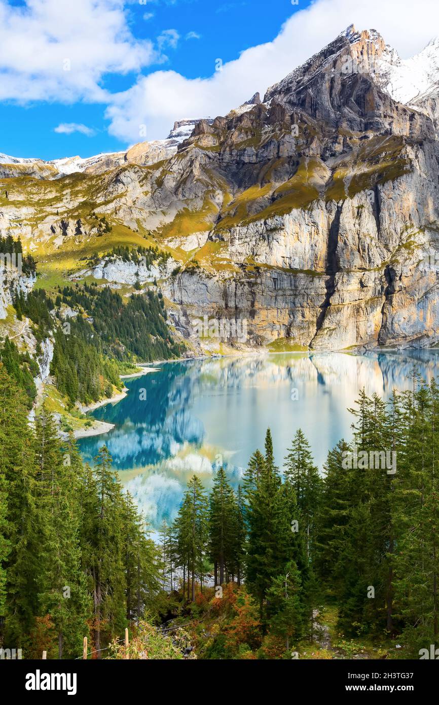 Oeschinensee lake, Swiss Alps, Switzerland Stock Photo - Alamy