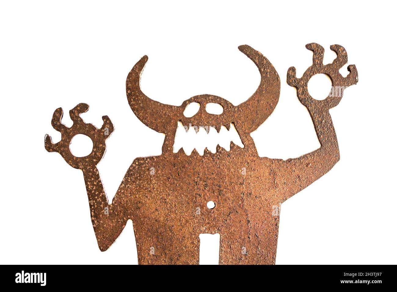 Traditional american ethnic sculpture of a devil. White background ...
