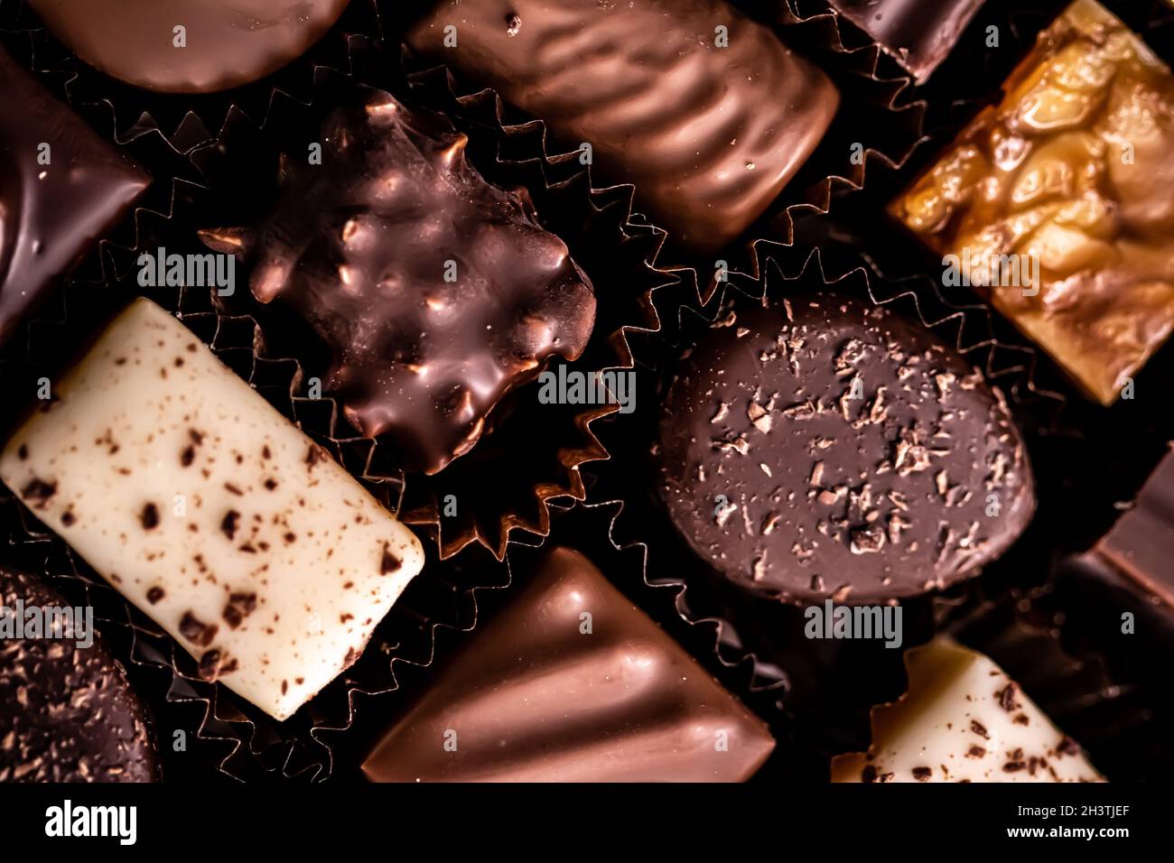 Assorted box chocolates top view hi-res stock photography and images ...