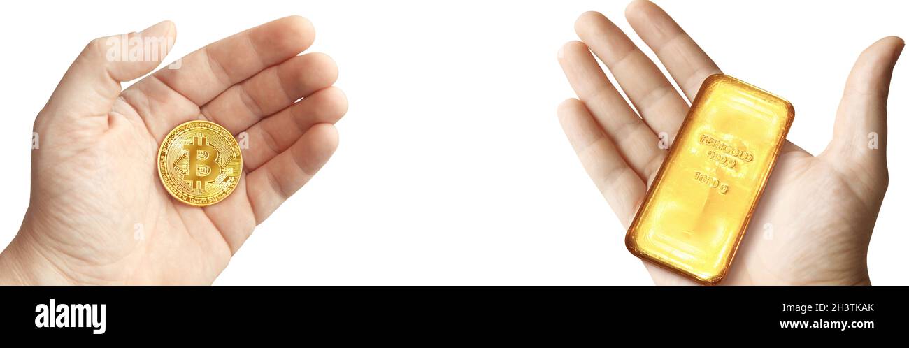 Physical bitcoin. Virtual crypto currency coin. Blockchain technology ...