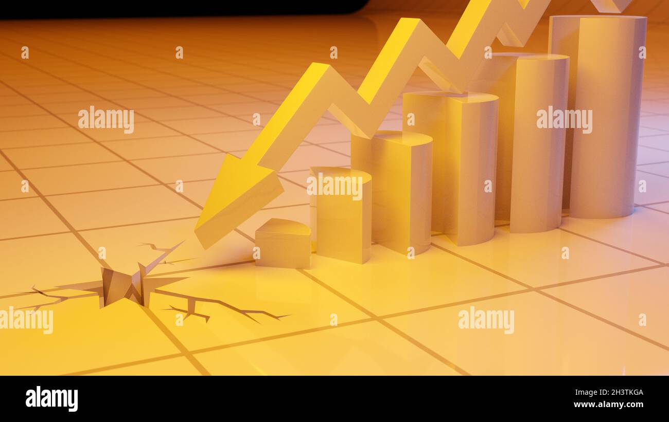Econimical crisis concept. Spread in the world, economy is down. 3d ...