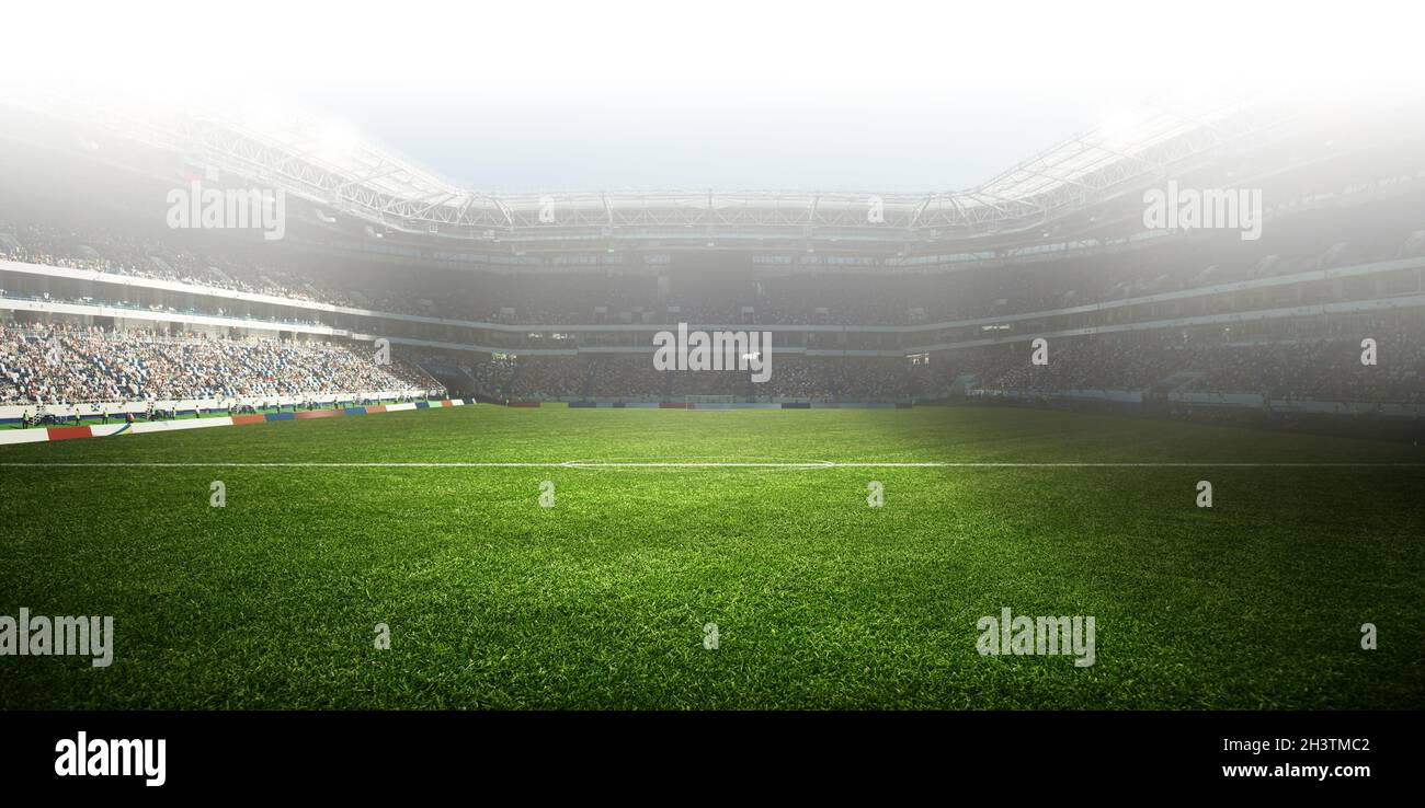 Soccer stadium arena with natural green grass Stock Photo - Alamy