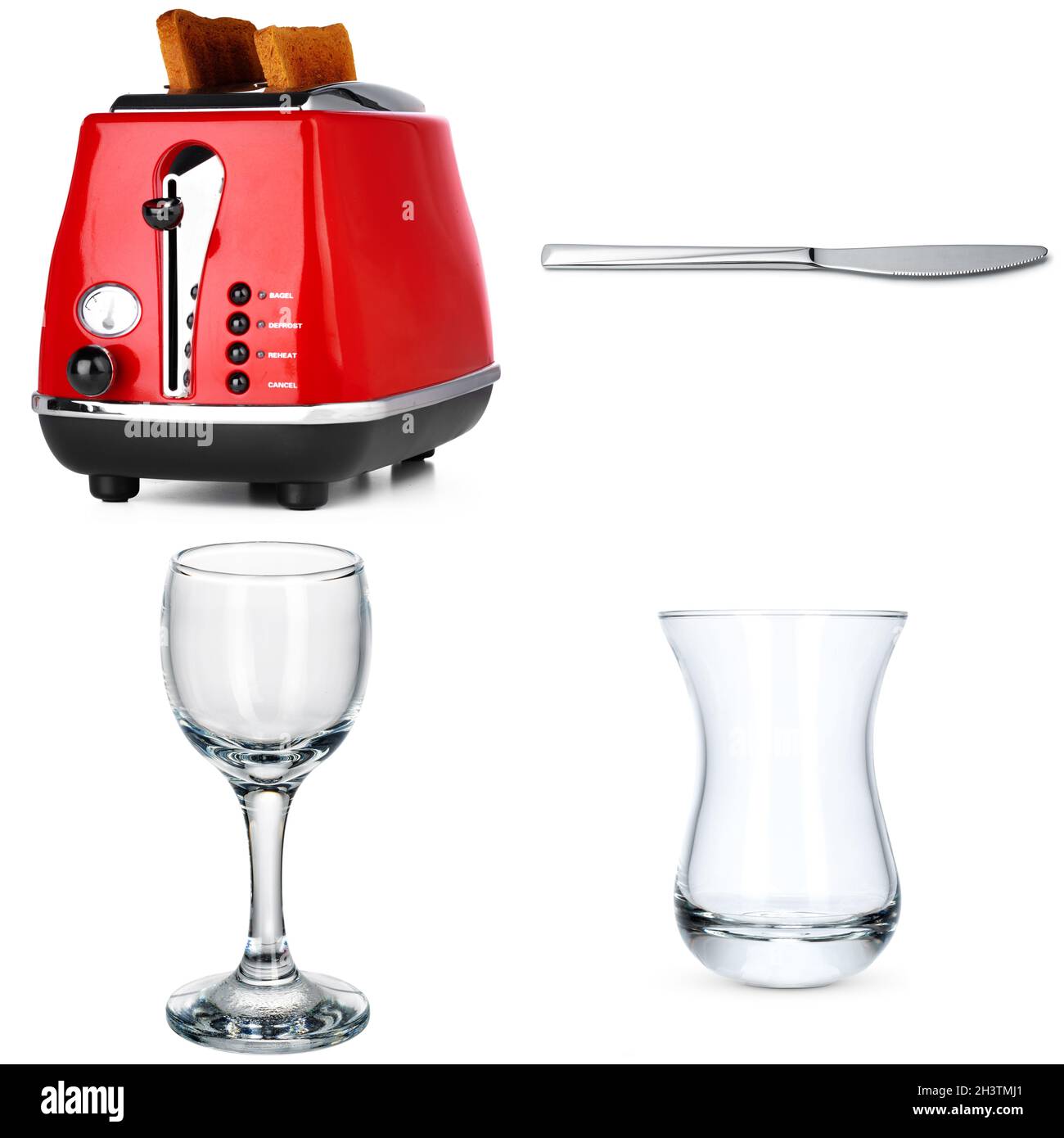 Collage of kitchen utensils isolated on white Stock Photo - Alamy