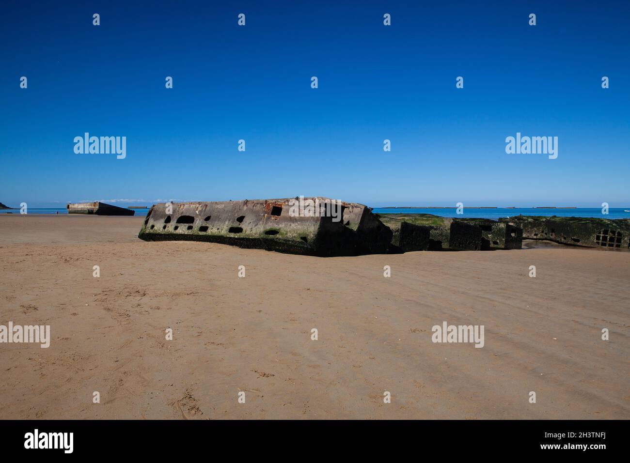 Arromanches-les-Bains, Gold Beach, remnants of the artificial landing ...