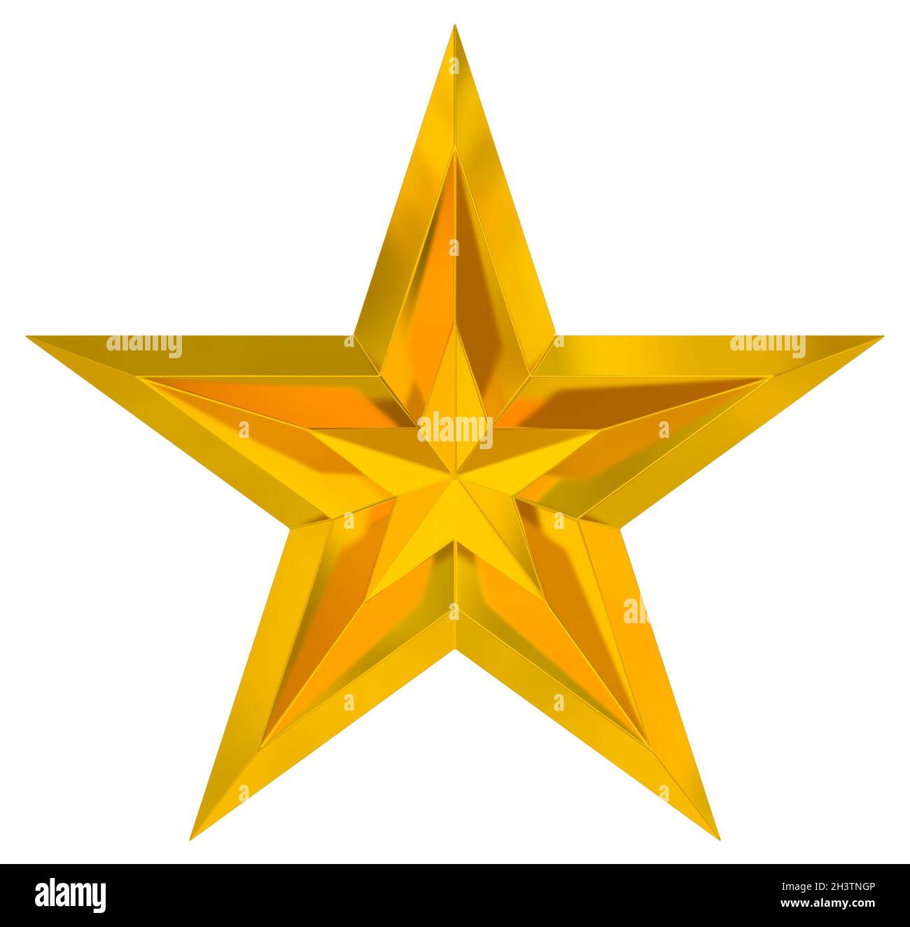 5 point star - Christmas Star - golden single isolated on white ...