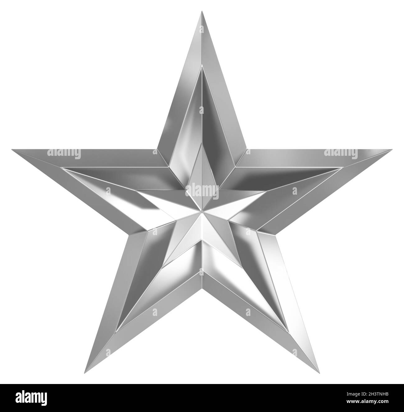 5 point star - Christmas Star - silver metal single isolated on white ...