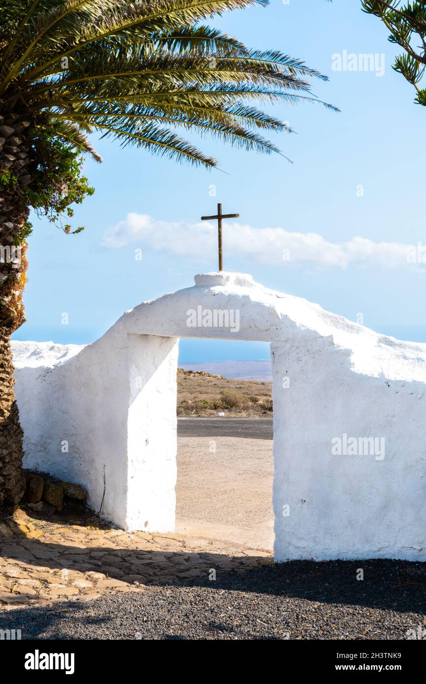 Beautiful entrance to a church in a natural and remote location Stock ...