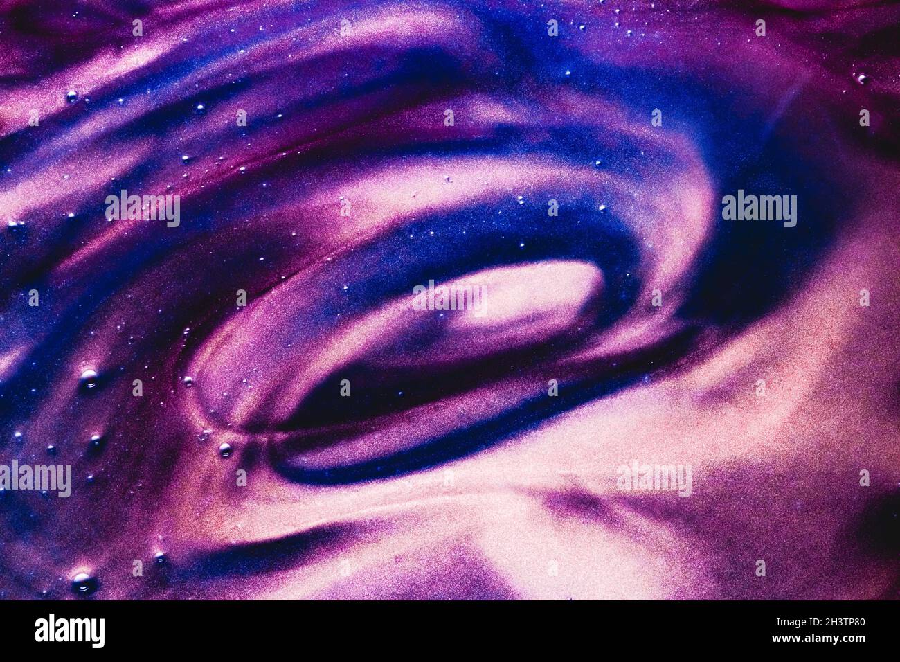 Abstract liquid background, paint splash, swirl pattern and water drops ...