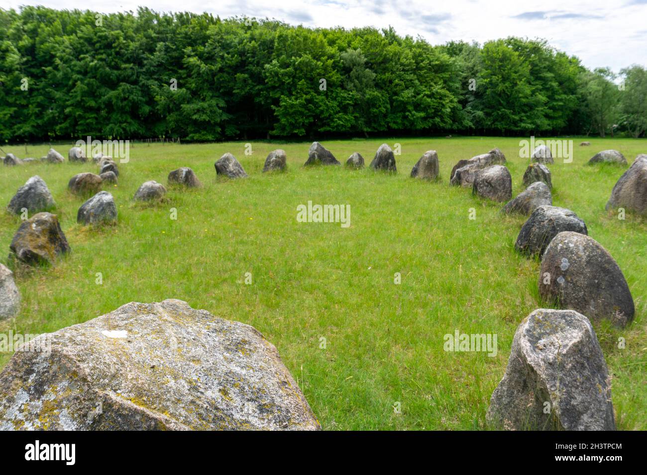 Stone circle at the major Viking burial site in Lindholm Hills in ...