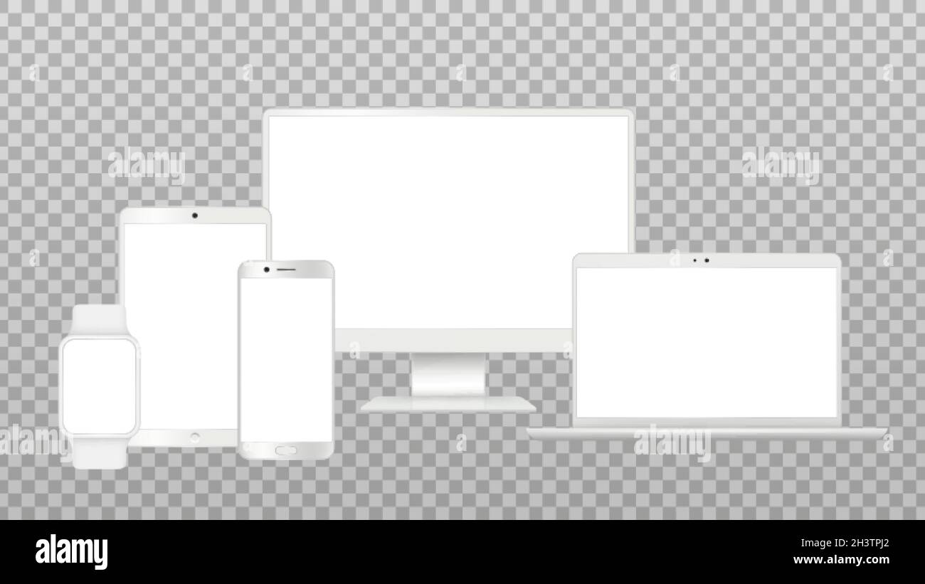 Realistic gadgets mockup. Tv screen, laptop smartphone isolated ...