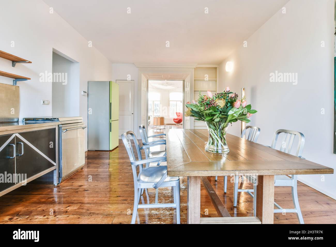 Modern dining room in a luxury house with individual design Stock Photo ...