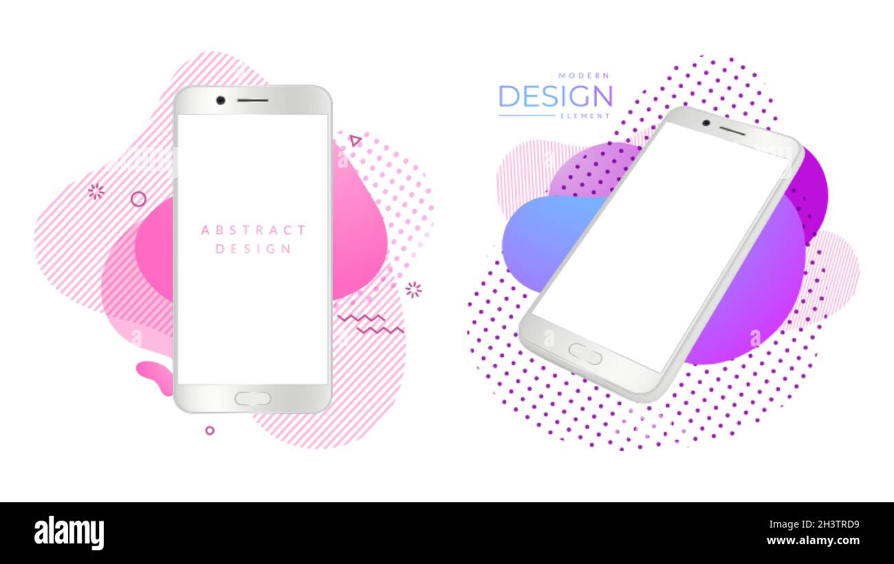 Modern smartphone mockup. Realistic white phones, mobile gadgets on ...