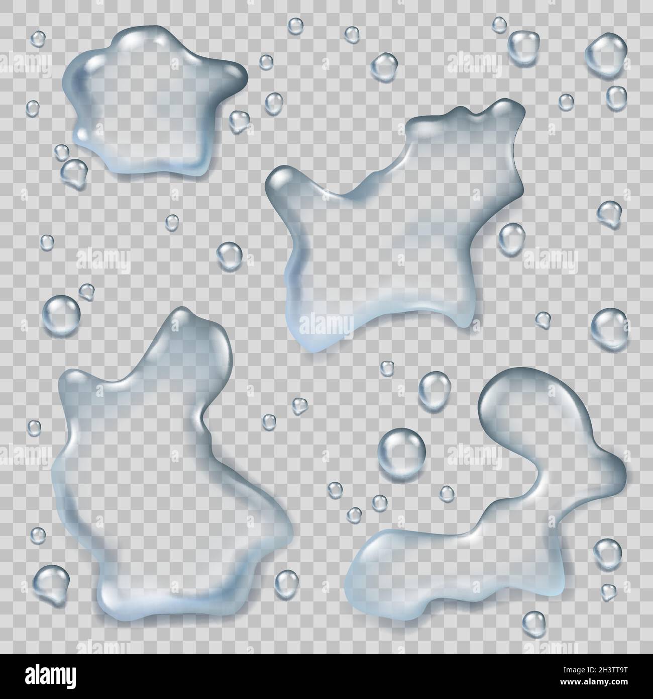 Puddles top view. Liquid environment water splash wet puddles realistic ...