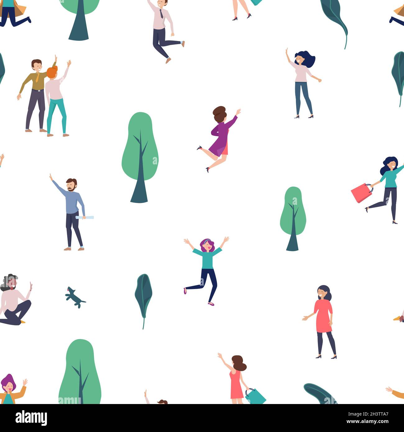 Greetings people pattern. Happy woman man say hello, isolated joyful ...