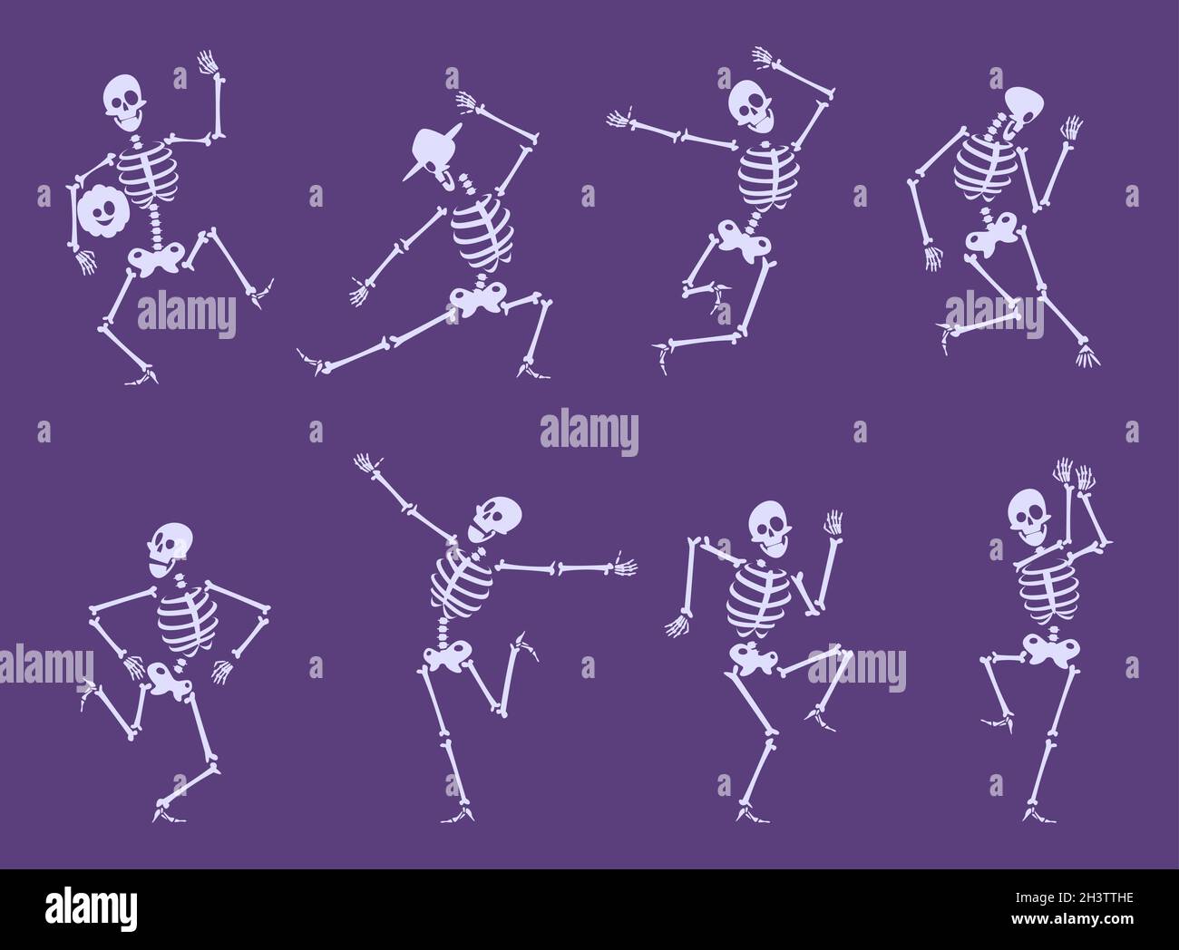 Skeleton dancing. Party funny characters dancers poses on halloween ...