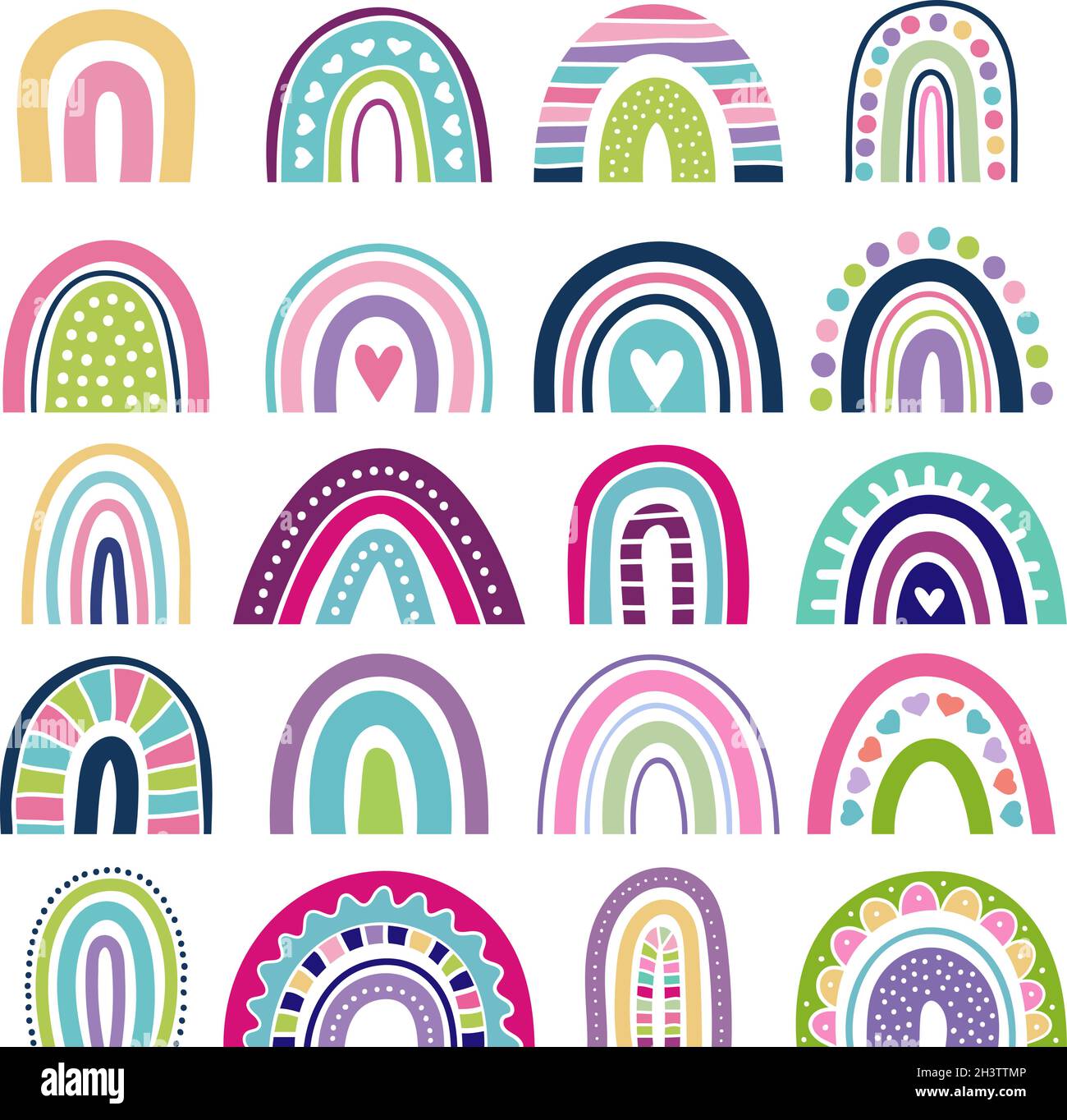 Rainbow shapes. Kids logos in scandinavian style abstract rainbow ...