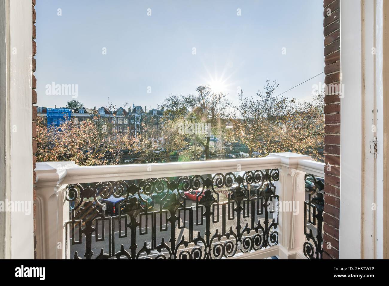 View of the beautiful balcony of the house Stock Photo - Alamy