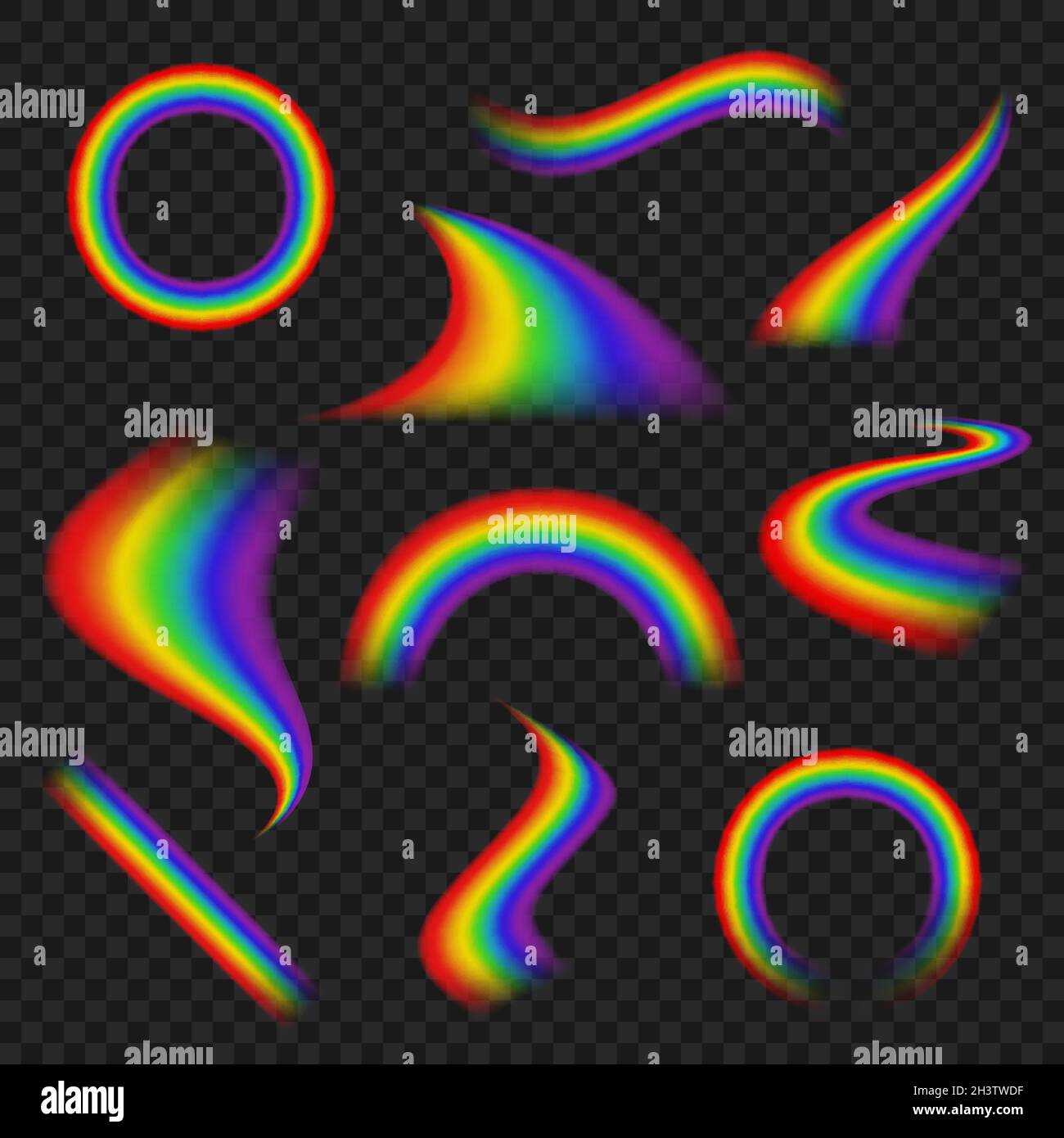 Rainbow realistic. Weather effects various colored shapes of rainbows ...