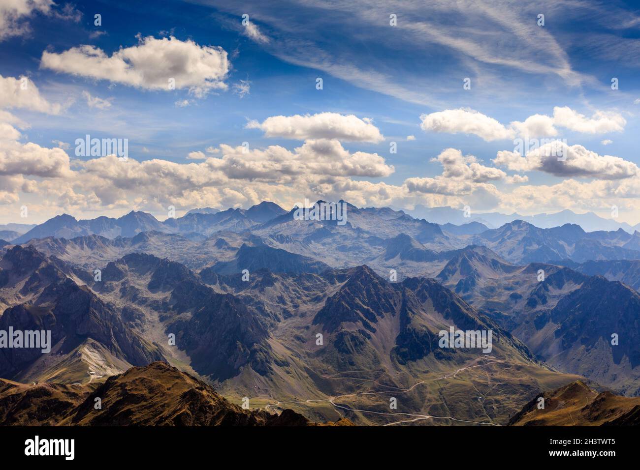 Panoramic view from Pic du Midi de Bigorre in the French Pyrenees ...