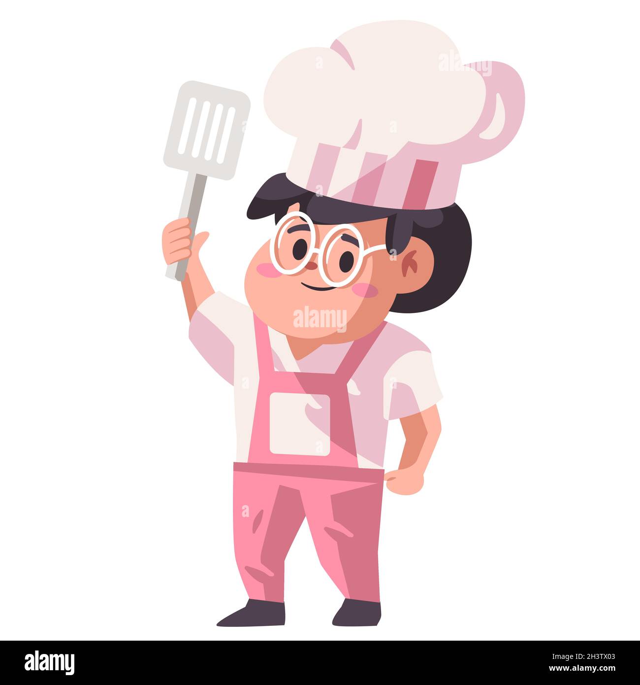 Children kids using cuisine chef hat and holding paddle kitchen ...