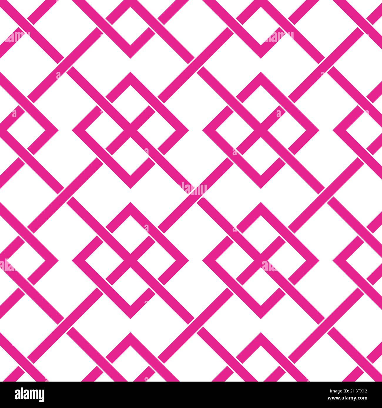 Geometric pink intertwined square and line pattern on a white ...
